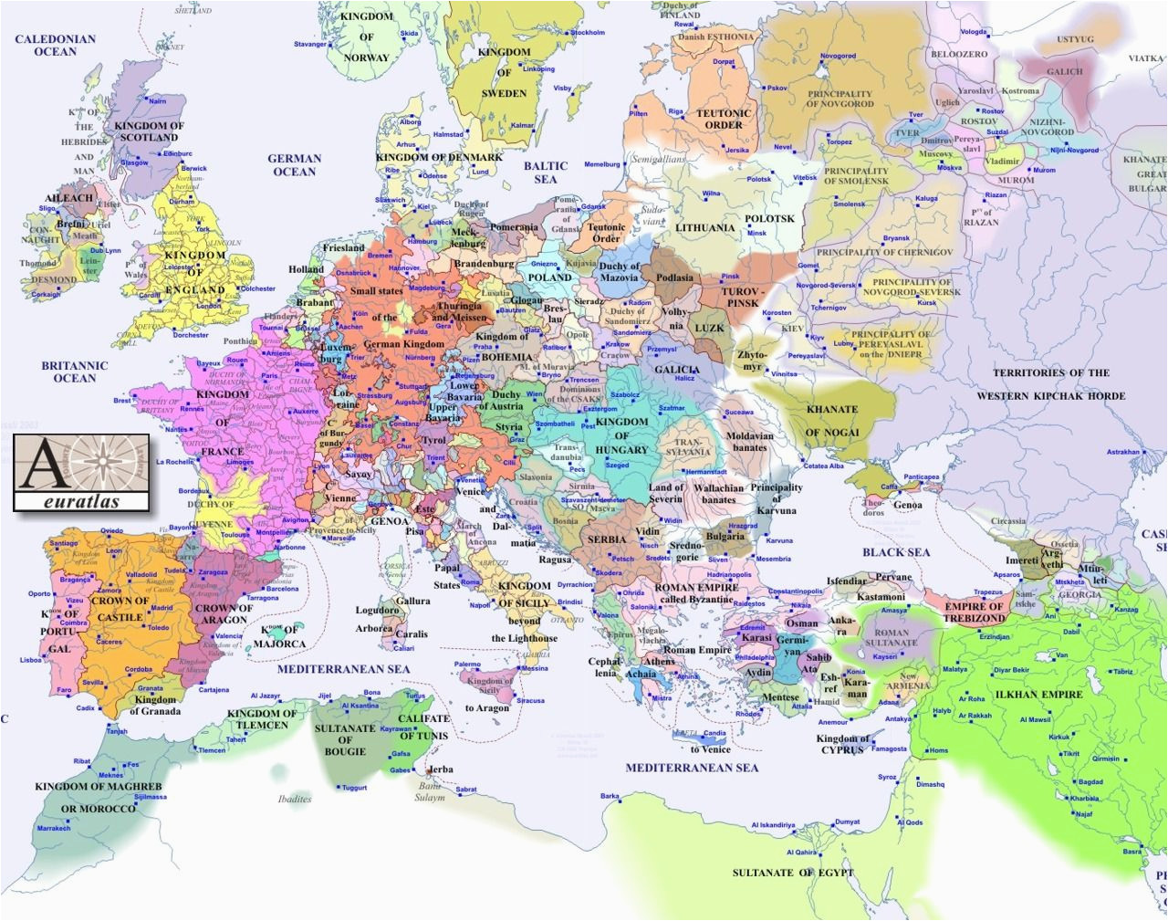 14th Century Map Of Europe Europe 1300 Interesting Maps Map Historical